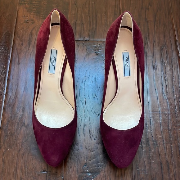 Prada | Shoes | Prada Burgandy Suede Pumps | Poshmark